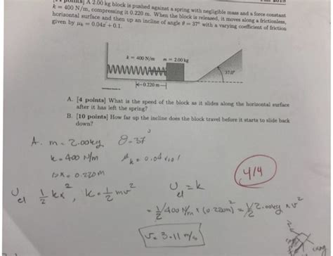 Solved 2 00 Kg Block Is Pushed Against A Spring With Chegg