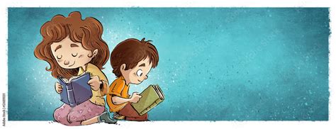 Ni A Y Ni O Leyendo Libros Stock Illustration Adobe Stock