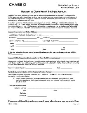 Fillable Online Account Closure Request Form HSA 06 012308 MHBP Fax