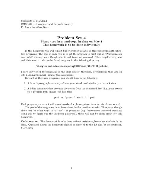 problems set 4 computer network and security cmsc 414 docsity