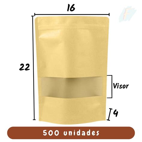 Saco Stand Up Pouch Kraft Visor X Zip Un Stand Up