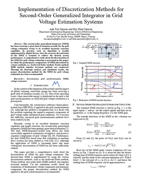 implementation of discretization methods for second order generalized integrator in grid voltage