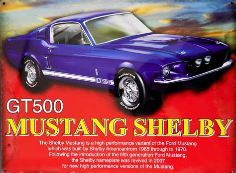 plaque métal vintage MUSTANG SHELBY GT 500 TOFMOBILE Plaque métal