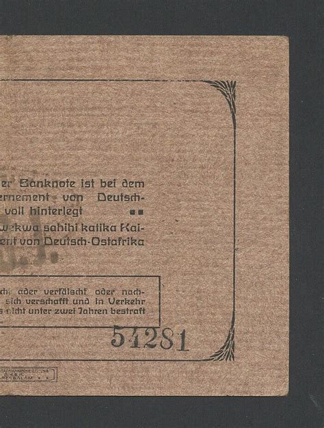 GERMAN EAST AFRICA 20 Rupien 1915 Krause 45b Good EF World Paper Money