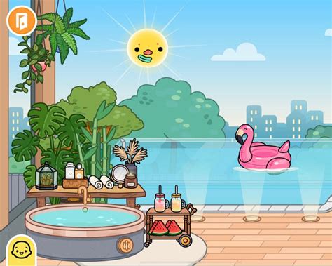 Toca boca pool deck Desenhos boca Jogo de decoração Cenários