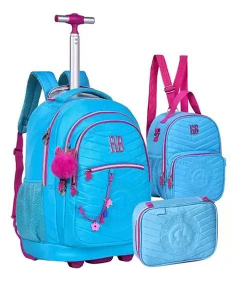 Kit De Mochila Rodinha Lancheira Estojo Rebeca Bonbon Escolar