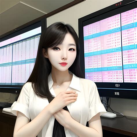 Sexy Korean Beauty With Fair Skin Explaining Stocks Taking Por