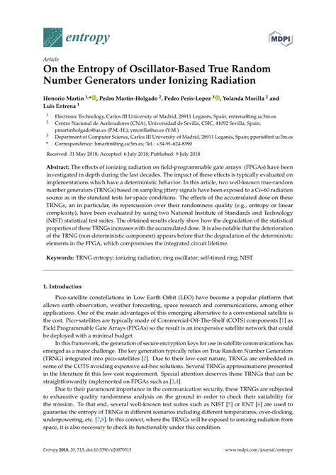 pdf on the entropy of oscillator based true random number generators under ionizing radiation