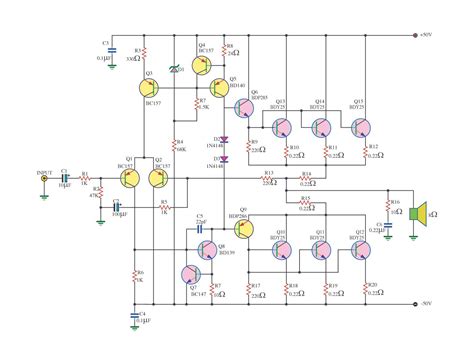 Power Amplifier OCL Class AB Skema Rangkaian Elektronika