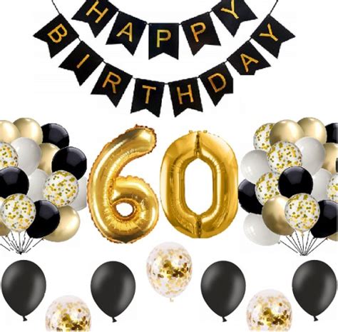 BALONY cyfry zestaw 60 LAT konfetti CZARNE ZŁOTE 8875897476 Allegro pl