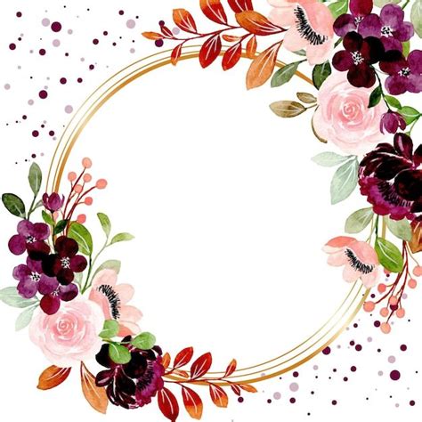 Premium Vector Burgundy Floral Watercolor Golden Frame Floral