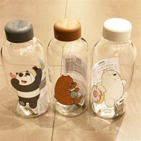 Jual MINISO We Bare Bears Glass Bottle 600ml Botol Kaca Miniso