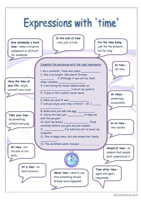 Expressions With Time English ESL Worksheets Pdf Doc