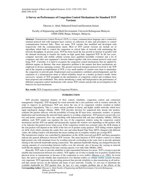 pdf a survey on tcp congestion control and its variants for wireless networks