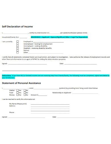 Self Declaration Statement Examples Format Pdf