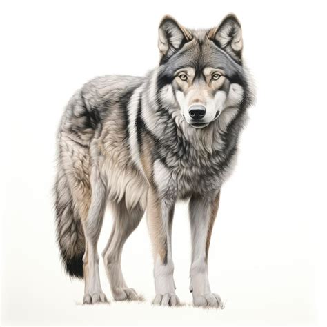 Premium AI Image Gray Wolf Isolated On White Background