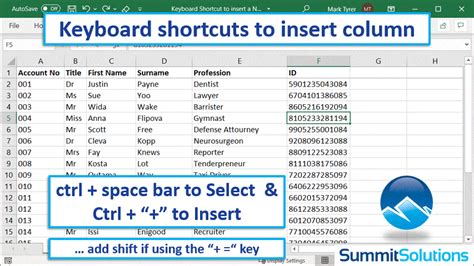 A Keyboard Shortcut Combo To Magically Insert Columns Summit