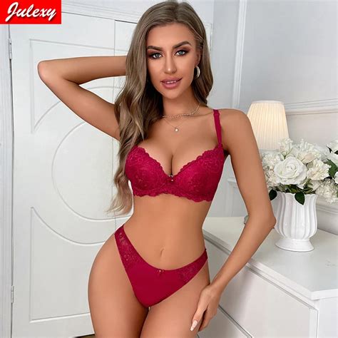 Julexy Push Up Women Bra Set Sexy Lace Underwear Bra Brief Set
