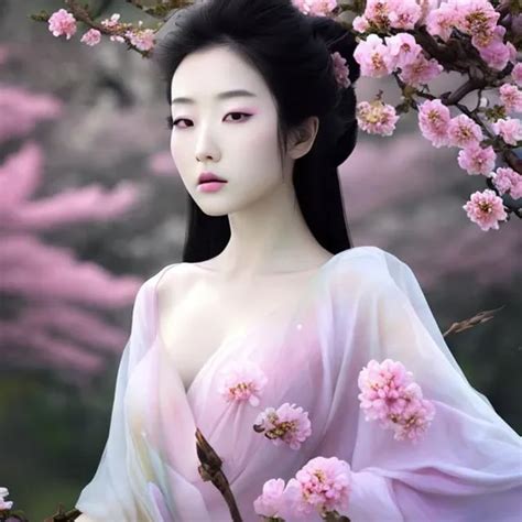 Ethereal Woman Beautiful Flowers Goddess Japanese