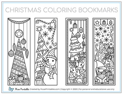 Printable Christmas Coloring Bookmarks