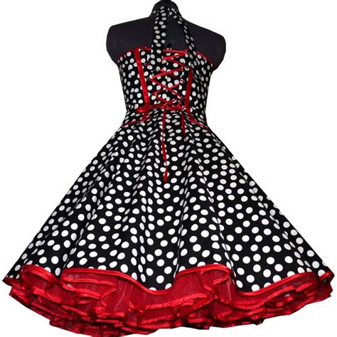 50er Tanzkleid Petticoatmode schwarz tanzende weiße Punkte Vin