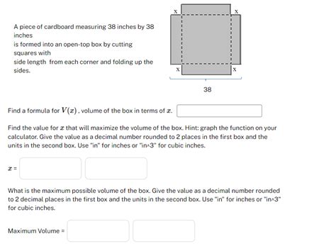 Solved A Piece Of Cardboard Measuring Inches By Inches Chegg