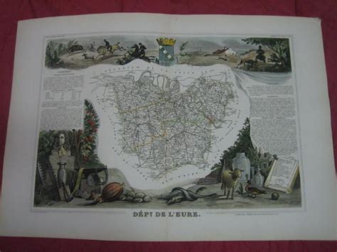EURE Carte Du Département EN COULEURS Divisée En Arrondissements