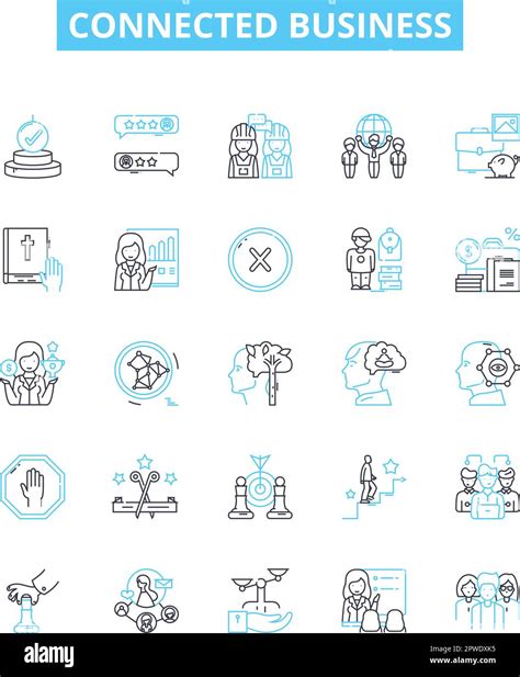 Connected Business Vector Line Icons Set Connected Business
