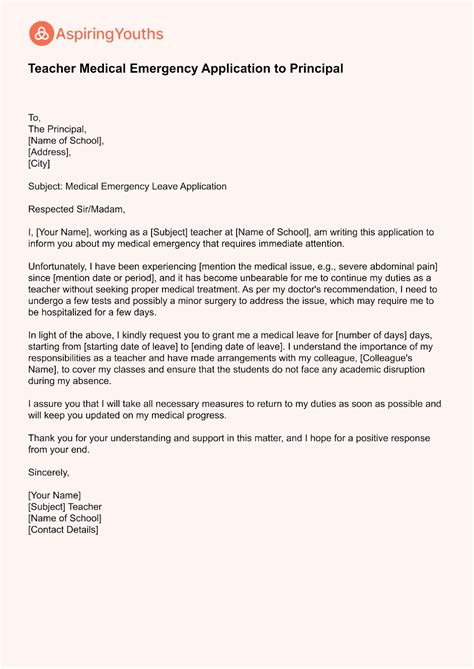 Leave Application For School Teacher To Principal For Personal Reason