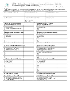 18 Printable Free Fillable Hud 1 Settlement Statement Forms And