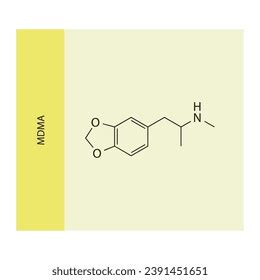 Mdma Molecular Structure Skeletal Formula Diagram Stock Vector Royalty