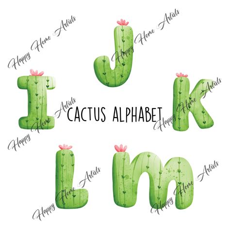Cactus Alphabets And Numbers Clipart Cactus Alphabet Succulent Font