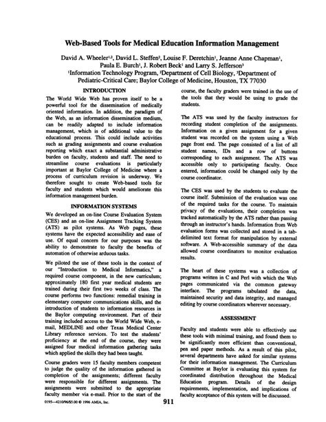 pdf web based tools for medical education information management