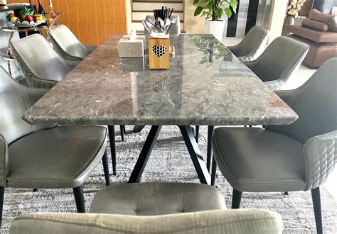 Grey Marble Dining Table And Chairs Set Furniture Home Living