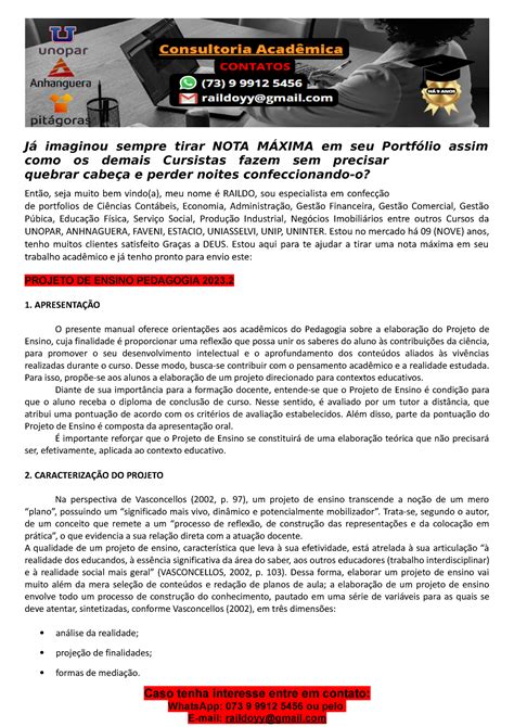 Projeto DE Ensino Pedagogia 2023 Já imaginou sempre tirar NOTA MÁXIMA