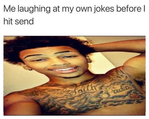 A Man With Tattoos On His Chest And The Caption Reads Me Laughing At My