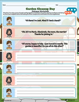 Dialogarbeitsblätter für Umfassendes Lesen StoryboardThat