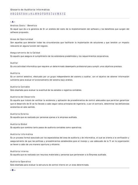 Auditoría Informática Glosario Y Tutorial De Seguridad Digital