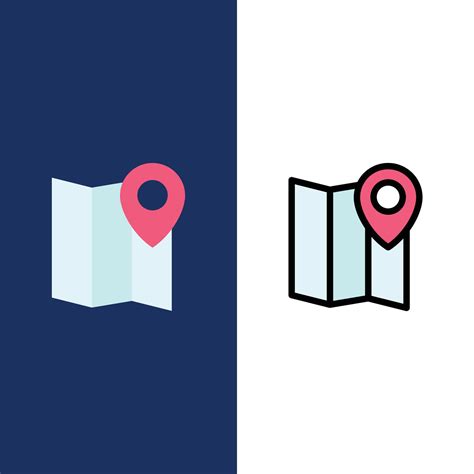 Location Map Marker Pin Icons Flat And Line Filled Icon Set Vector Blue