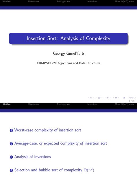 insertion sort analysis of complexity georgy gimel farb pdf algorithms and data structures