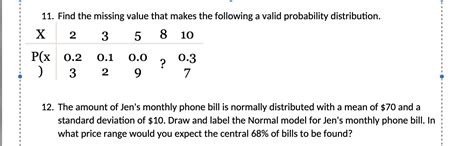 solved 11 find the missing value that makes the following a