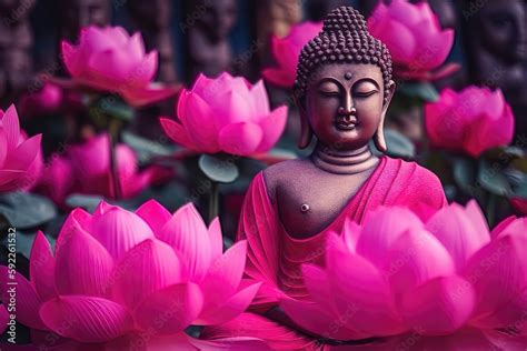Bouddha Dans Le Bouddhisme Est Assis Sur Un Beau Lotus Rose Gautama