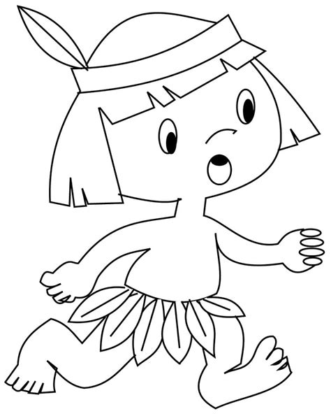 Dibujos de Un Lindo Niño Indio Americano para Colorear para Colorear