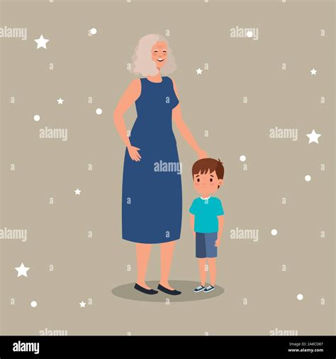 Grandmother With Grandson Avatar Character Stock Vector Image And Art Alamy