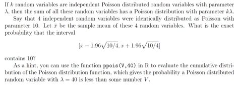 solved if k random variables are independent poisson