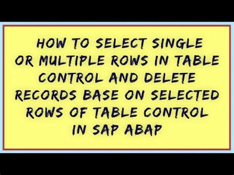 Table Control Row Selection Select Row In Table Control Delete Data