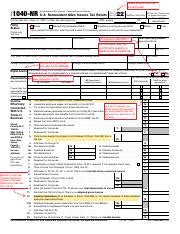 Guide To Completing 1040 NR U S Income Tax Return 2022 Course Hero