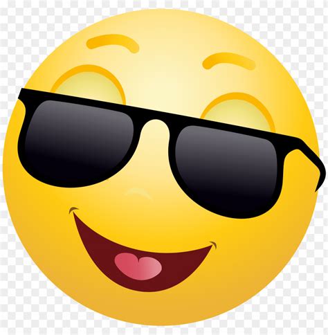 Transparent PNG Image Featuring Smiling Emoticon With Sunglasses