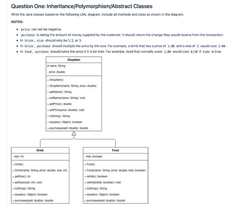 solved question one inheritance polymorphism abstract