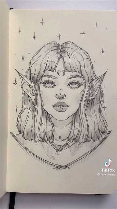 Рисунок девушки эльфик милашка Line art drawings Drawings Art drawings